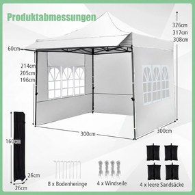 Costway Pavilon Výsuvný zahradní altán s 3 bočními stěnami a 3 úrovní nastavení