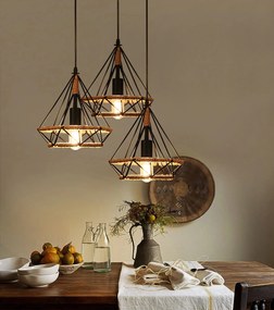 Toolight Toolight, Stropní svítidlo, geometrické, závěsné, loft styl na laně APP678-1CP, černá-hnědá, OSW-05644