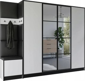 Šatní skříň EDEN 15 bílý + ekokůže černý Vzor 1