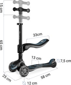 Dětská tříkolová koloběžka Nukido Flippo s balančním sedákem - černá