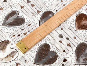 Biante Bavlněný povlak na polštář s lemem Sandra SA-027 Tmavé srdce na smetanovém 40 x 40 cm