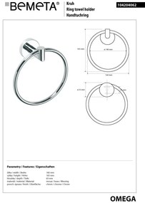 Bemeta Design OMEGA: Držák ručníků, kruhový -