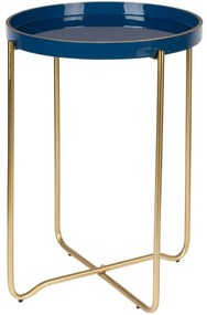 White Label Tmavě modrý kulatý smaltovaný odkládací stolek WLL Celina 42 cm