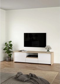 Bílý/v přírodní barvě TV stolek v dekoru dubu 179x52x48 cm Next – Tvilum