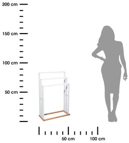 Stojan na ručníky Bambou, bílá/s dřevěnými prvky