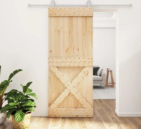 vidaXL Posuvné dveře s kováním 85 x 210 cm masivní borové dřevo [3203118]