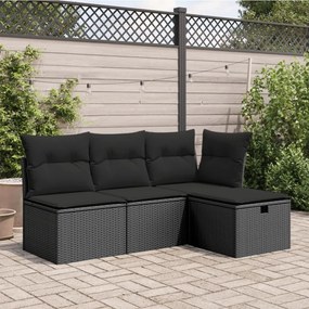vidaXL Zahradní stolička s poduškou černá 55 x 55 x 37 cm polyratan [365967]