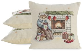 VÁNOČNÍ GOBELÍNOVÁ DEKORAČNÍ POVLAK NA POLŠTÁŘ MERRY3 45X45 CM VZOROVANÁ