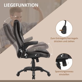 Masážní křeslo HOMCOM, kancelářské křeslo, manažerské křeslo, herní křeslo s 6bodovou vibrační masáží, funkce vyhřívání, umělá kůže
