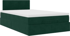 Osmanský rám postele s matrací tmavě zelená 120x200cm samet 3311696