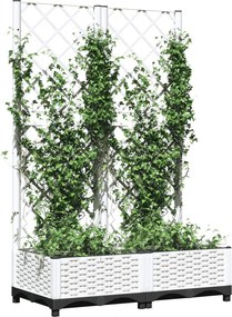 Zahradní truhlík s treláží bílý 80 x 40 x 121,5 cm PP 153281