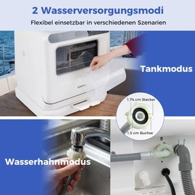 Costway Stolní myčka s 8,25 L nádrží na vodu 6 programy