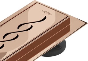 Mexen Flat, lineární podlahový žlab 80 cm, M18, růžové zlato, 1623080-15