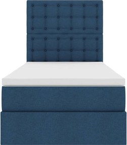 Postel s úložným prostorem a matrací Modrá 90 x 200 cm textil 3371885