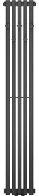 Mexen, Mexen Flux dekorativní koupelnový radiátor 1500 x 240 mm, 450 W, antracit - W127-1500-240-00-66