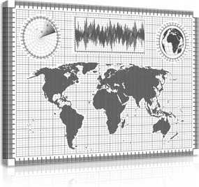 Obraz 80x60 Mapa světa grafika schéma síť kontinenty globus radar
