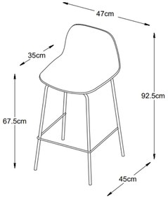 Petrolejová plastová barová židle Unique Furniture Whitby 67,5 cm