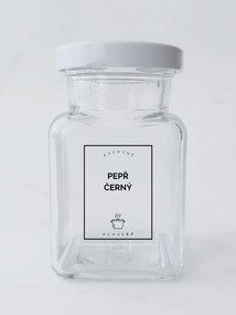 Samolepka na kořenky PEPŘ ČERNÝ průhledná 3 × 4 cm tučné písmo