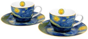 Porcelánový šálek s podšálkem Van Gogh Starry Night 90 ml sada 2ks