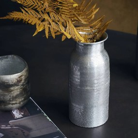 House Doctor Hliníková váza Fenja Antique Silver 26 cm, stříbrná barva, kov