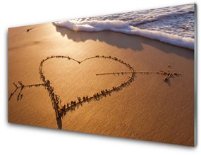 Obraz na skle Pláž Srdce Moře Umění 100x50 cm