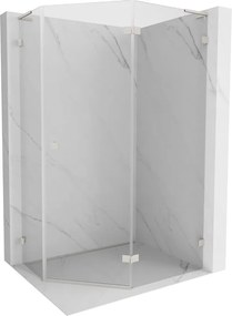 Mexen Lunar, L pravý výklopný pětiúhelníkový sprchový kout 100x90 cm, 8mm čiré sklo, ocelový profil, 831L-100P-090L-97-00-P