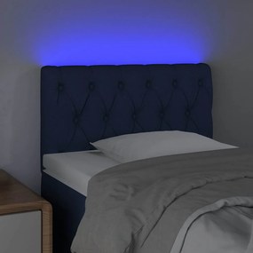 Čelo postele s LED modré 80 x 7 x 78/88 cm textil 3121928