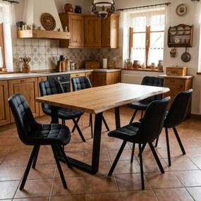 Vikio Jídelní set pro 6 osob 160x90 cm dub noha U černá židle VJS156-6C