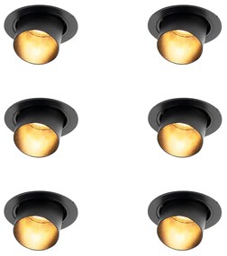 Sada 6 moderních zapuštěných bodových světel černá kulatá naklápěcí - Installa