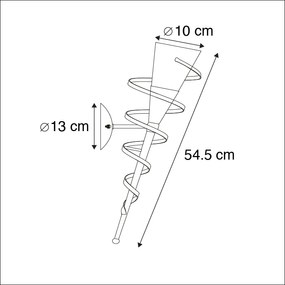 Rustikální nástěnná lampa rezavě hnědá se smetanovým sklem - Castle
