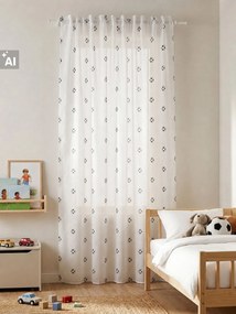 Sinsay - Poloprůhledná záclona na řasící pásce s fotbalovým vzorem - černá