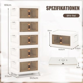 Costway Skládací úložný box s víkem 316 Úložné boxy L 5 sada plastová krabice