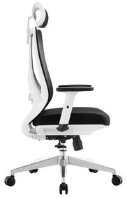 Kancelářská ergonomická židle GRANDE white – látka, černá, nosnost 150 kg