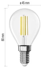 Emos lighting LED žárovka Filament Mini Globe / E14 / 5,9 W (60 W) / 806 lm / teplá bílá 1525731253