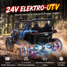 AIYAPLAY Dětské elektrické auto UTV pro dva, modré