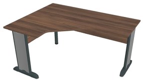 Stůl ergo lomený pravý 160×120/60 cm - Hobis Cross CEV 60 P Dekor stolové desky: ořech, Dekor lamino podnože: ořech, Barva nohou: černá