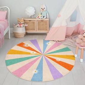 Pratelný dětský koberec ø150 cm Rainbow Daisy – Mila Home