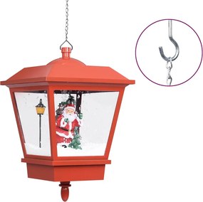 Vánoční závěsná lampa LED světlo a Santa červená 27x27x45 cm 289928