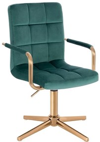 LuxuryForm Židle VERONA GOLD VELUR na zlatém kříži - zelená