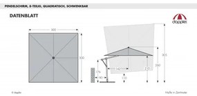 Zahradní výkyvný slunečník s boční tyčí Doppler EXPERT 3 x 3 m- přírodní (slonovinová kost)