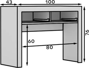 ADRK Furniture Psací stůl 2SZ CESIRO
