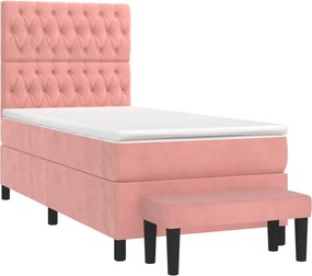 Box spring postel s matrací růžová 90x200 cm samet 3138006