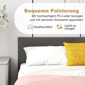 Costway Postel s LED osvětlením čalouněná s lamelovým roštem rám