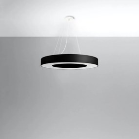 Závěsné svítidlo Saturno Slim, 1x černé textilní stínítko, (bílý plast), (fi 70 cm)