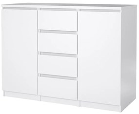 Komoda Simplicity 121 x 50 x 91 cm, bílý lesk