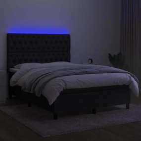 Box spring postel s matrací a LED černá 140x200 cm textil 3135119