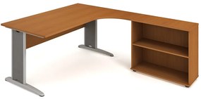 Sestava stolu a skříně levá 180 cm - Hobis Cross CE 1800 H L Dekor stolové desky: třešeň, Dekor lamino podnože: třešeň, Barva nohou: Stříbrná