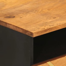 Konferenční stolek hnědý a černý 80x54x40 cm masivní mangovník - Default Title