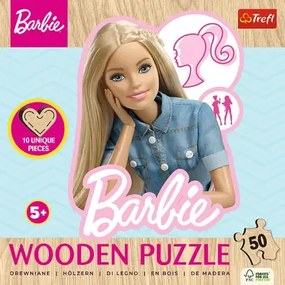 Trefl - Puzzle - Dřevěné obrysové puzzle Barbie / 50 dílků / 22.4 x 28