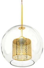 Toolight - závěsná skleněná lampa APP555-1CP 25cm, zlatá, OSW-08748